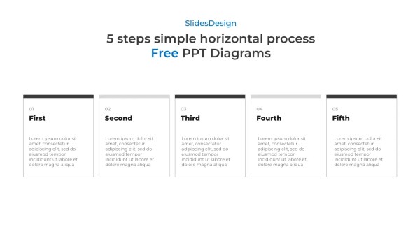 5 Steps Simple Horizontal Process – Free Professional PPT Diagram Template