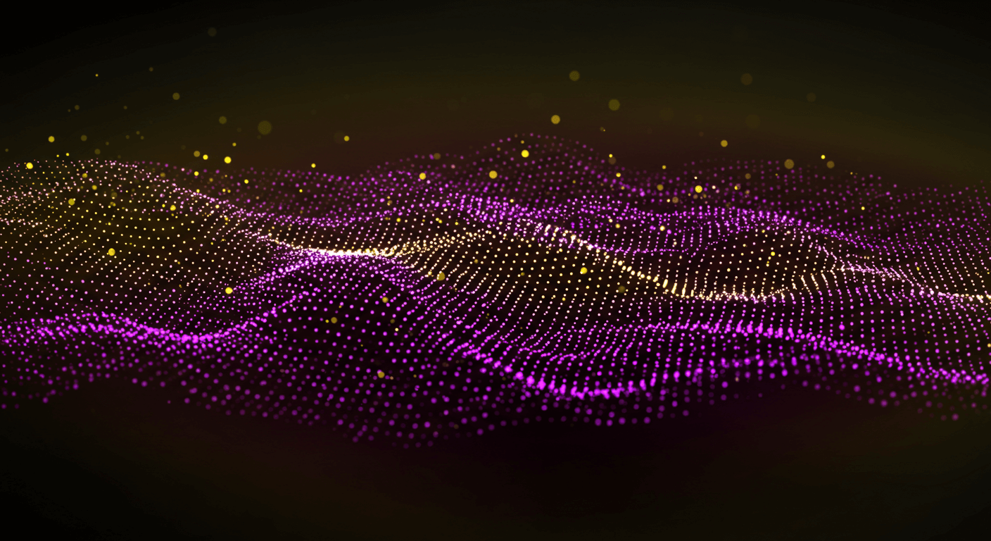 Glowing Particle Wave Background in Purple and Gold for free